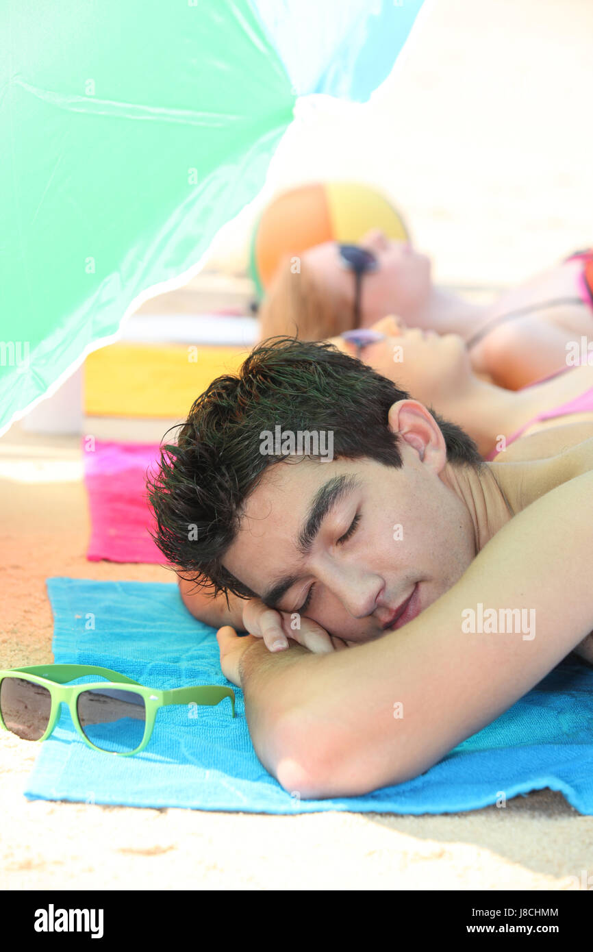 beach, seaside, the beach, seashore, sleep, sleeping, siesta, nap ...