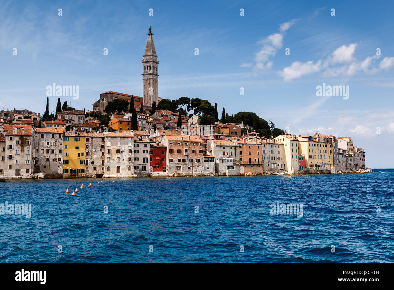 Medieval City of Rovinj and Saint Euphemia Cathedral, Istria, Croatia ...