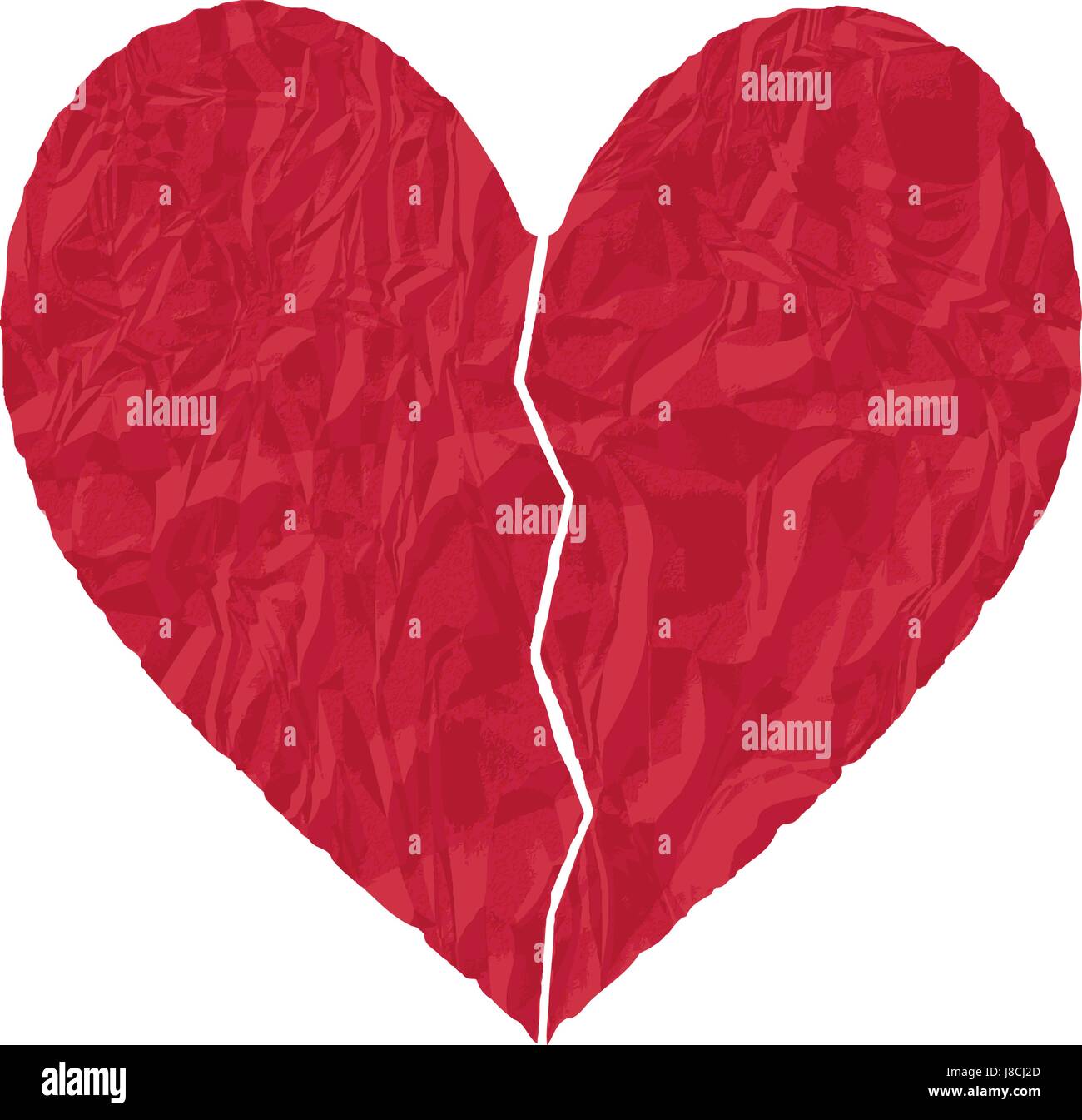 Red crumpled paper broken heart vector illustration Stock Vector Image ...