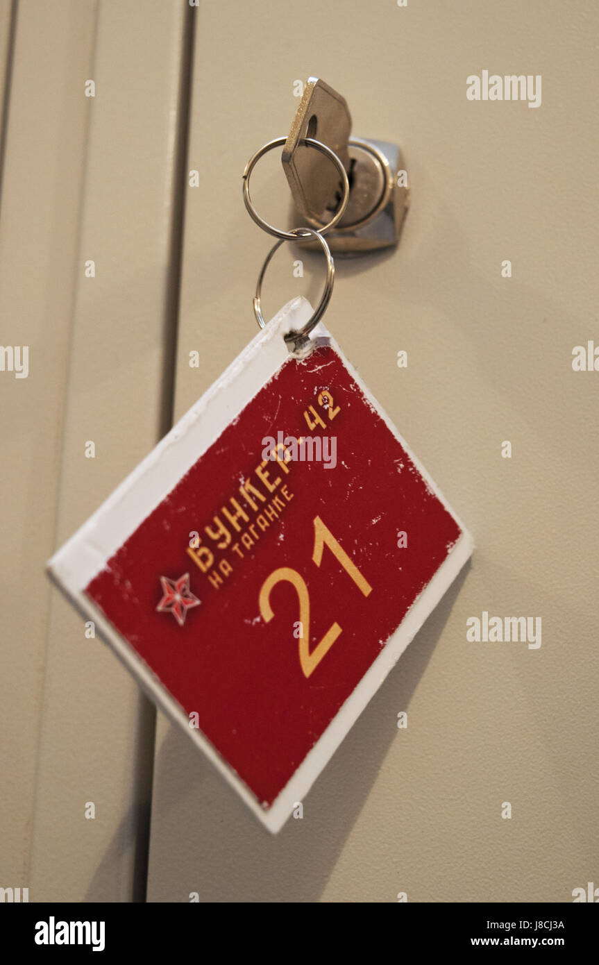 Moscow: key of a locker at Bunker-42, anti-nuclear underground facility ...