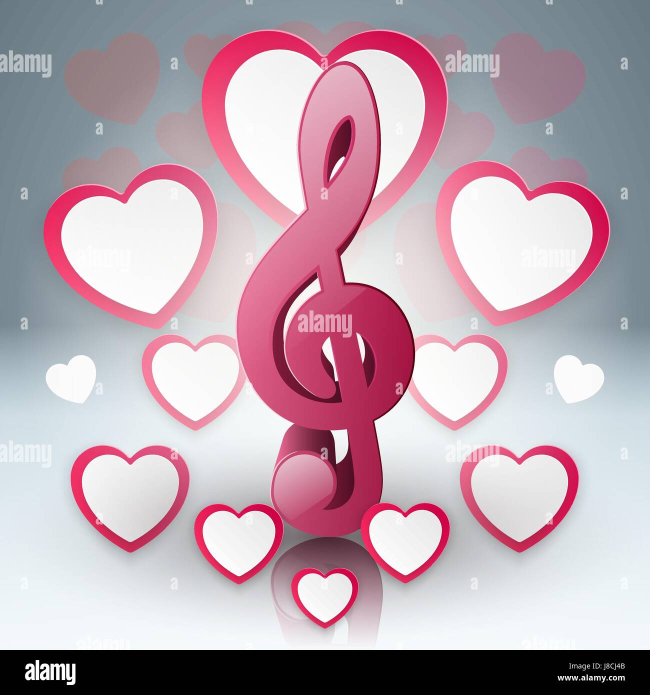 Music hearts Valentines day. Treble clef icon Stock Vector Image & Art ...