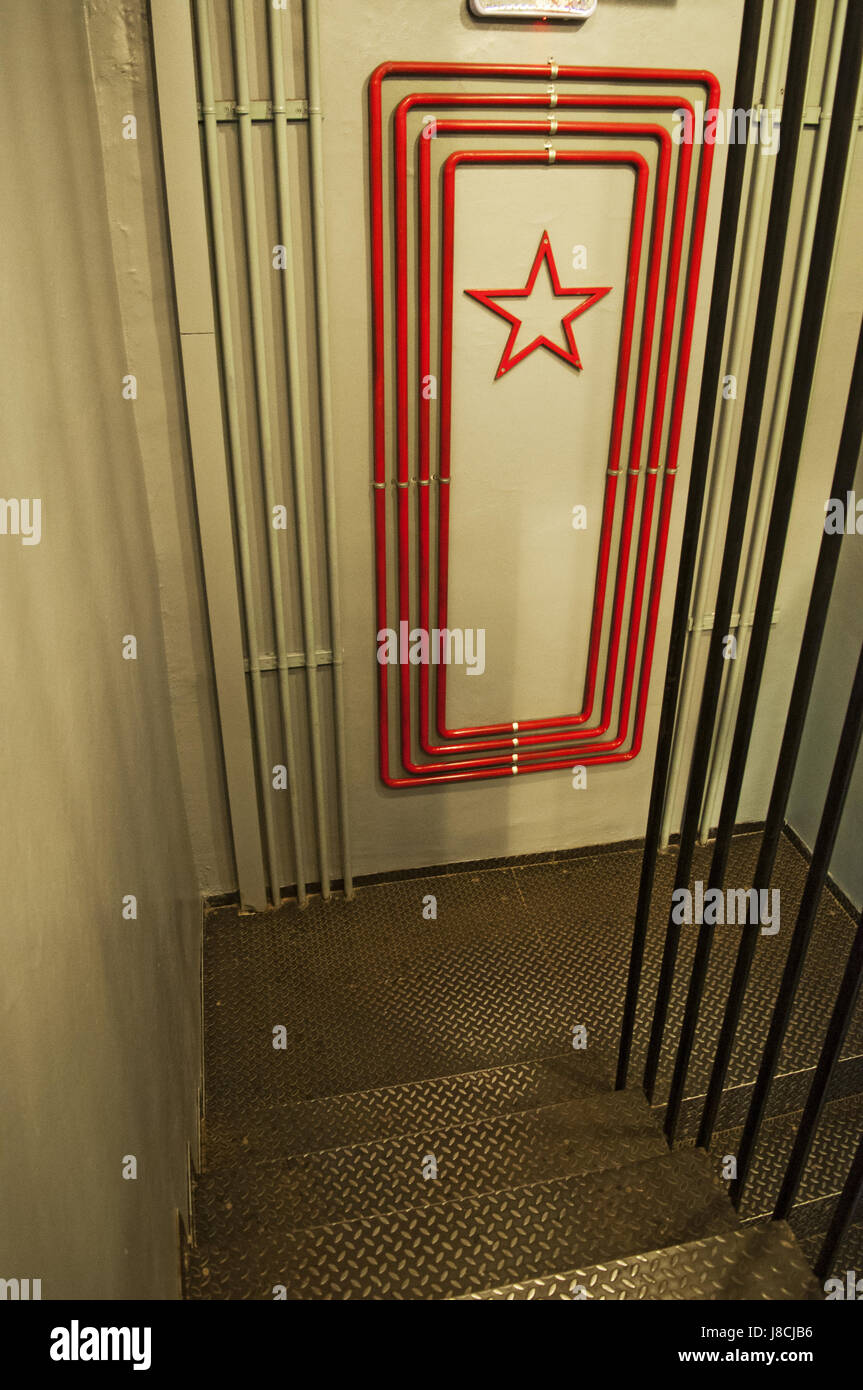 Moscow, Russia: the stairs at Bunker-42, anti-nuclear underground ...