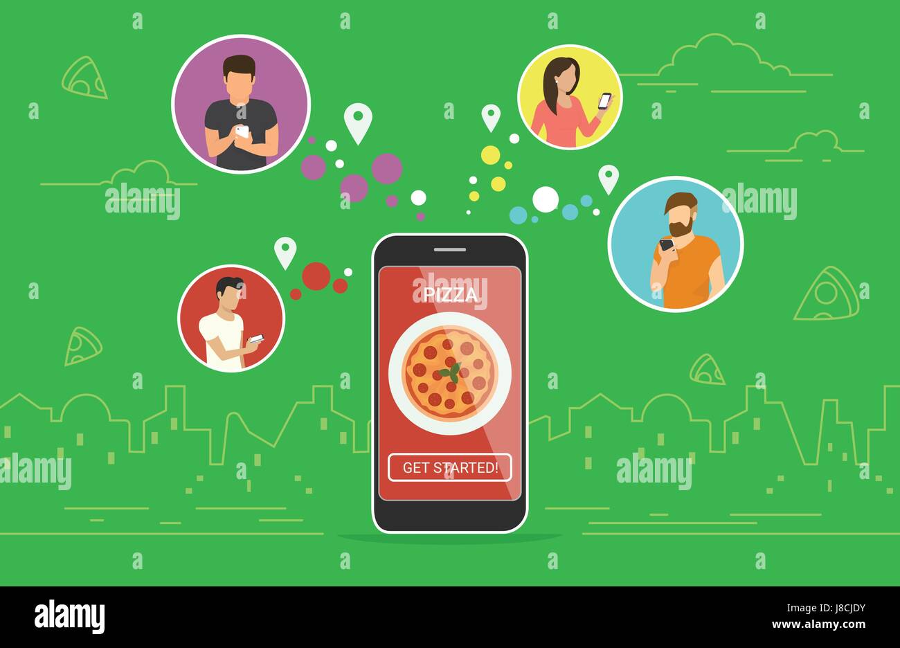 Food concept italian pizza Stock Vector Images - Alamy