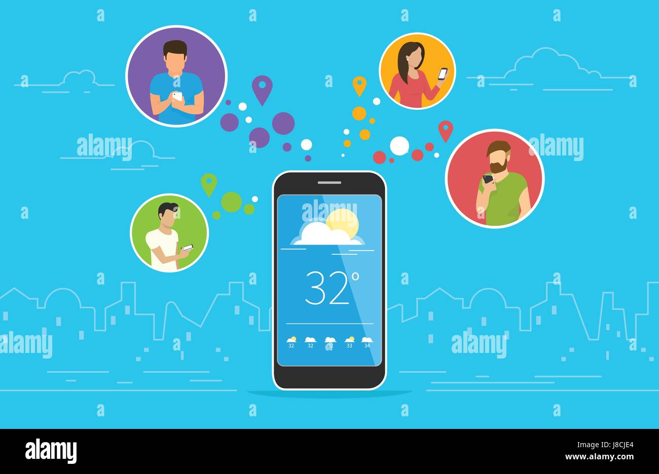 Cloudy weather widget ui Stock Vector Images - Alamy