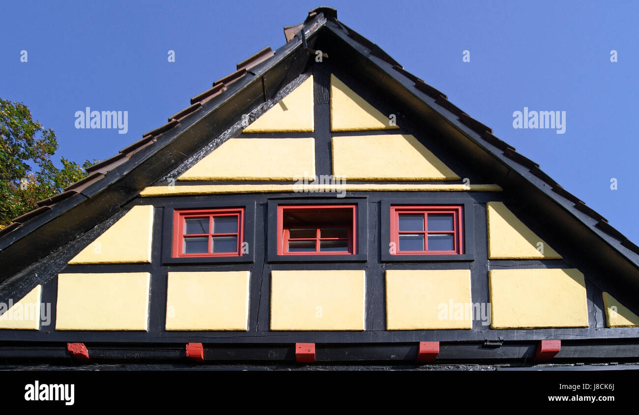 gable of a half-timbered house in rinteln Stock Photo - Alamy