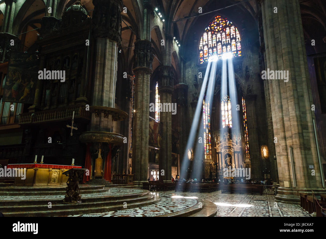 The Bright Beam of Light Inside Milan Cathedral, Italy Stock Photo - Alamy