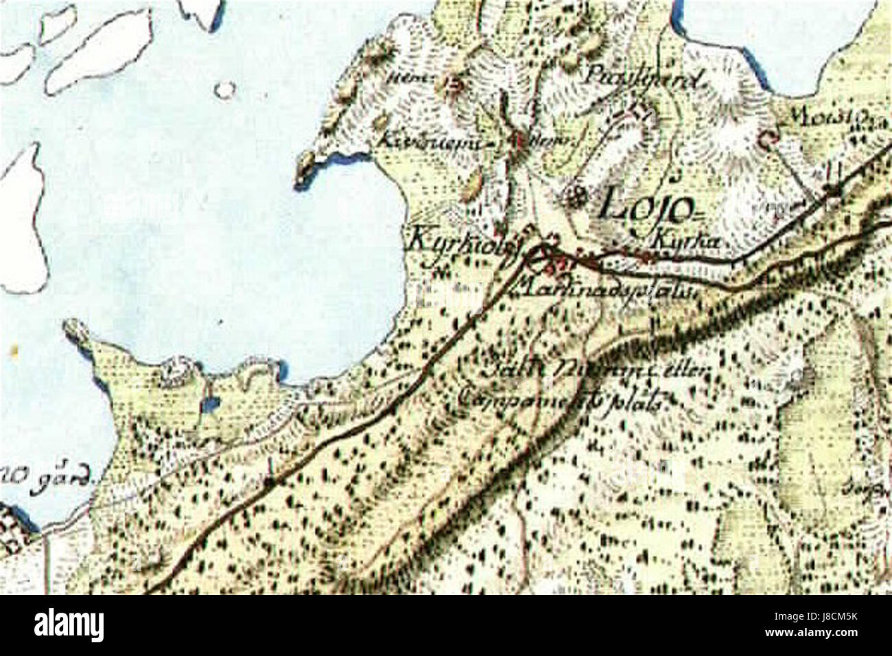This is a map of Lohja, Finland, created in 1783. The map showcases the ...