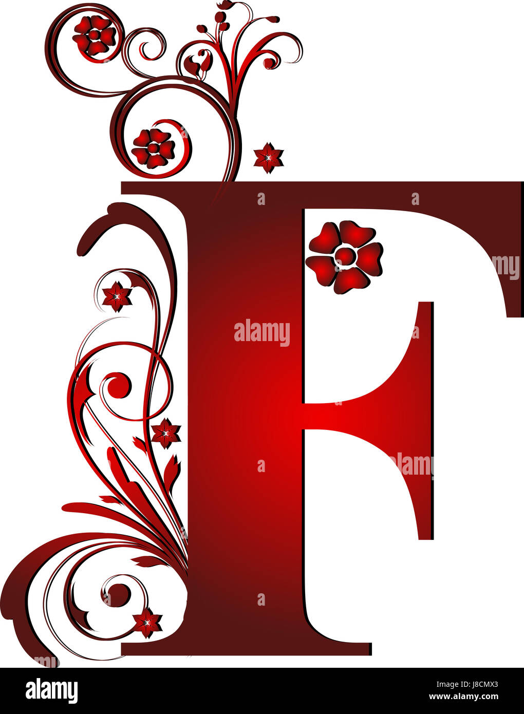 decoration, ornament, letter, capital, flower, plant, bloom, blossom ...