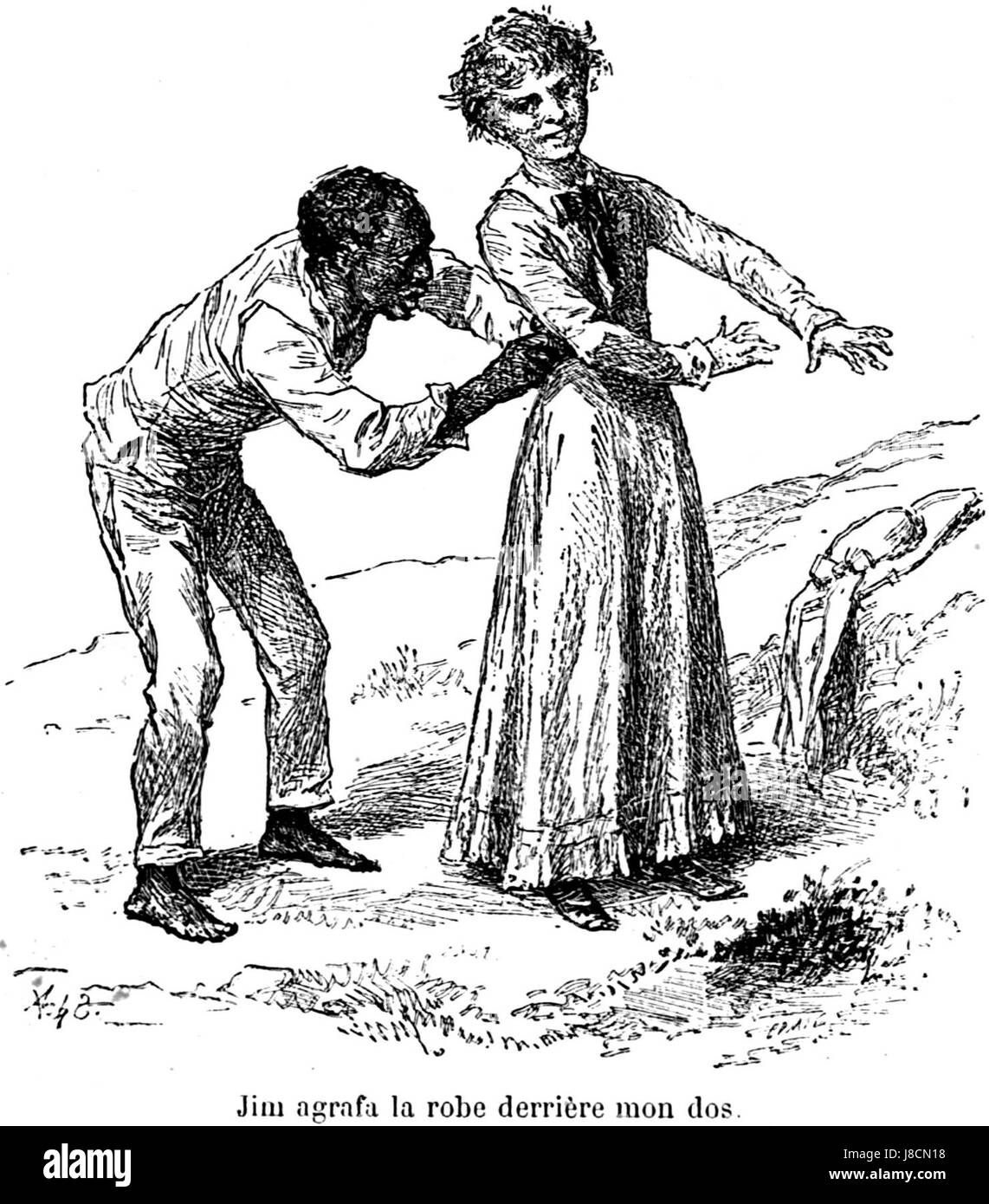 An illustration from Mark Twain's *The Adventures of Huckleberry Finn ...