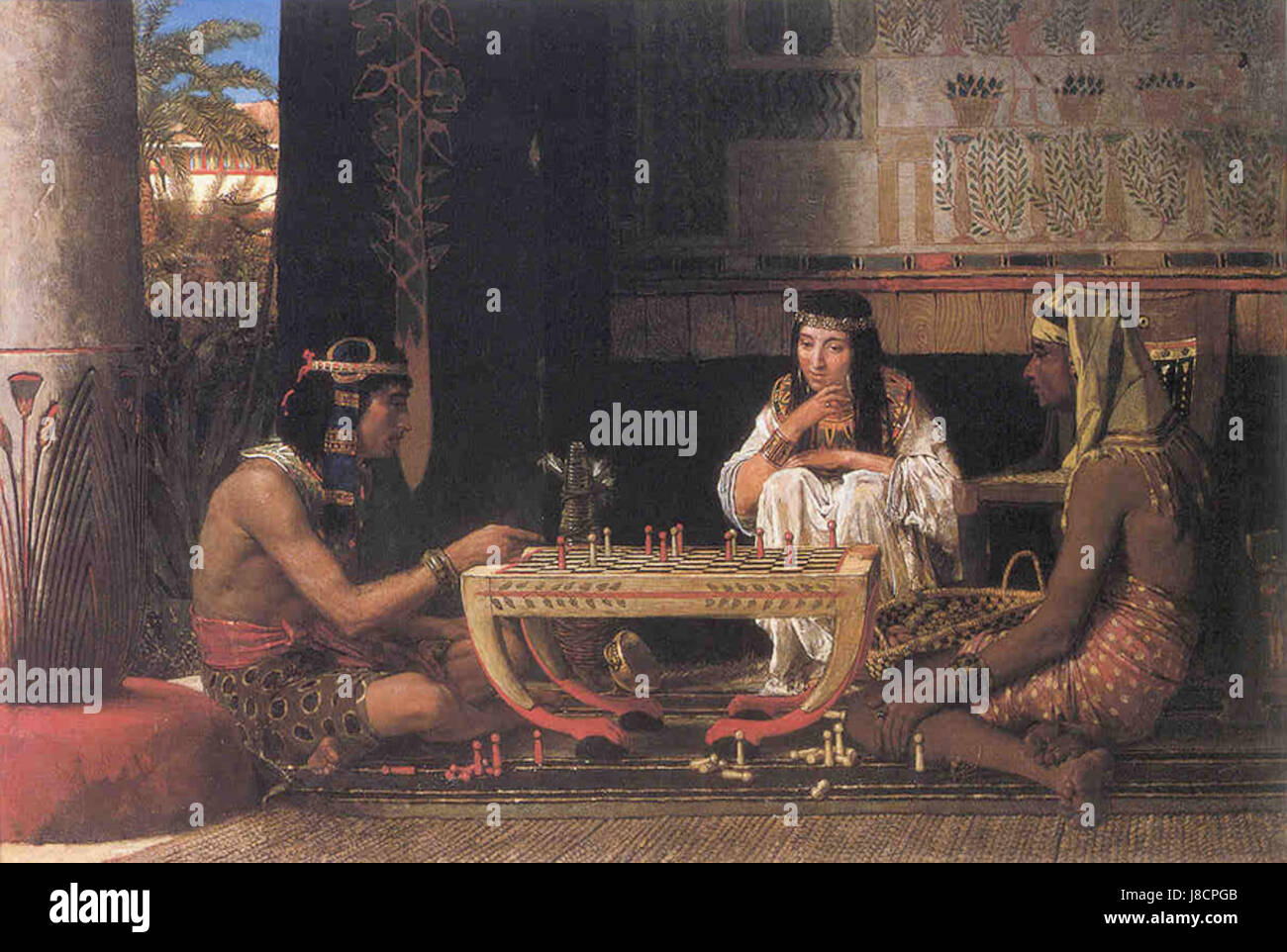 A historical depiction of Egyptian chess players, illustrating the ...