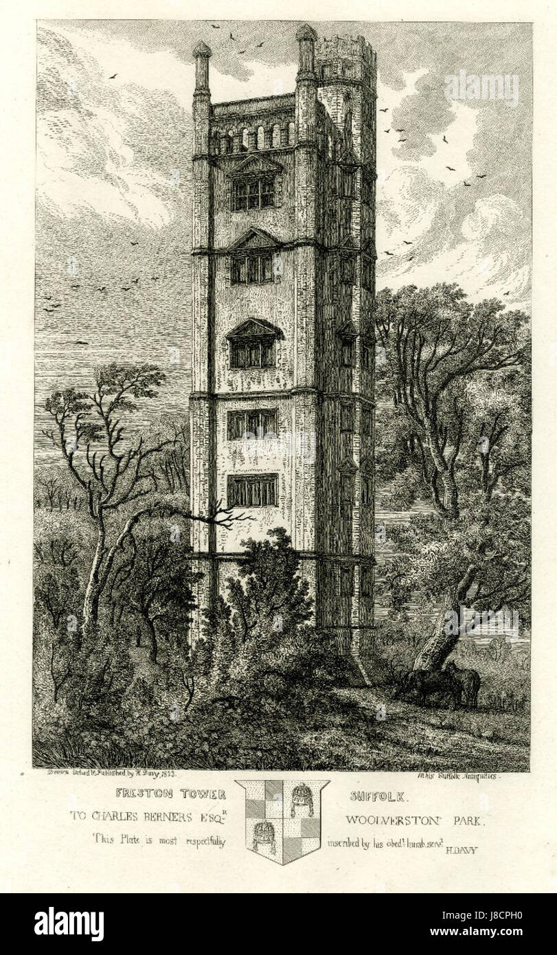 Freston Tower Suffolk by Henry Davy Stock Photo - Alamy