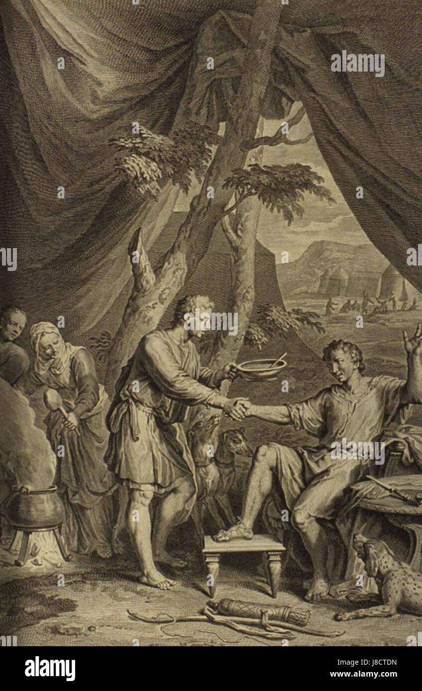 Esau sells his birthright for pottage of lentils hi-res stock ...