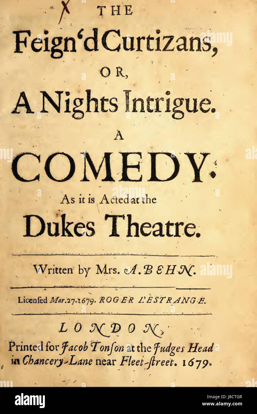 Feignd Curtizans by Aphra Behn title page Stock Photo - Alamy