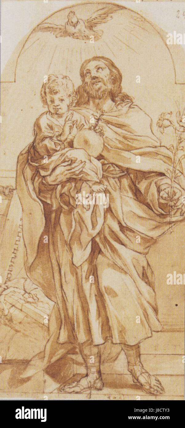 This artwork by Hl. Josef depicts the Holy Family, with Saint Joseph ...