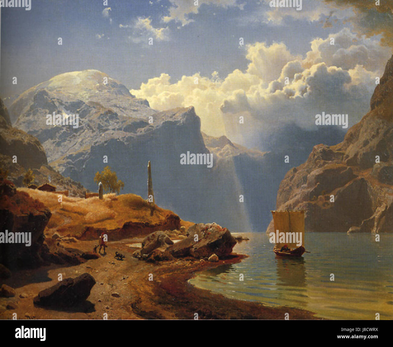 'Fra Hardanger' by Gude is a Norwegian landscape painting that depicts ...