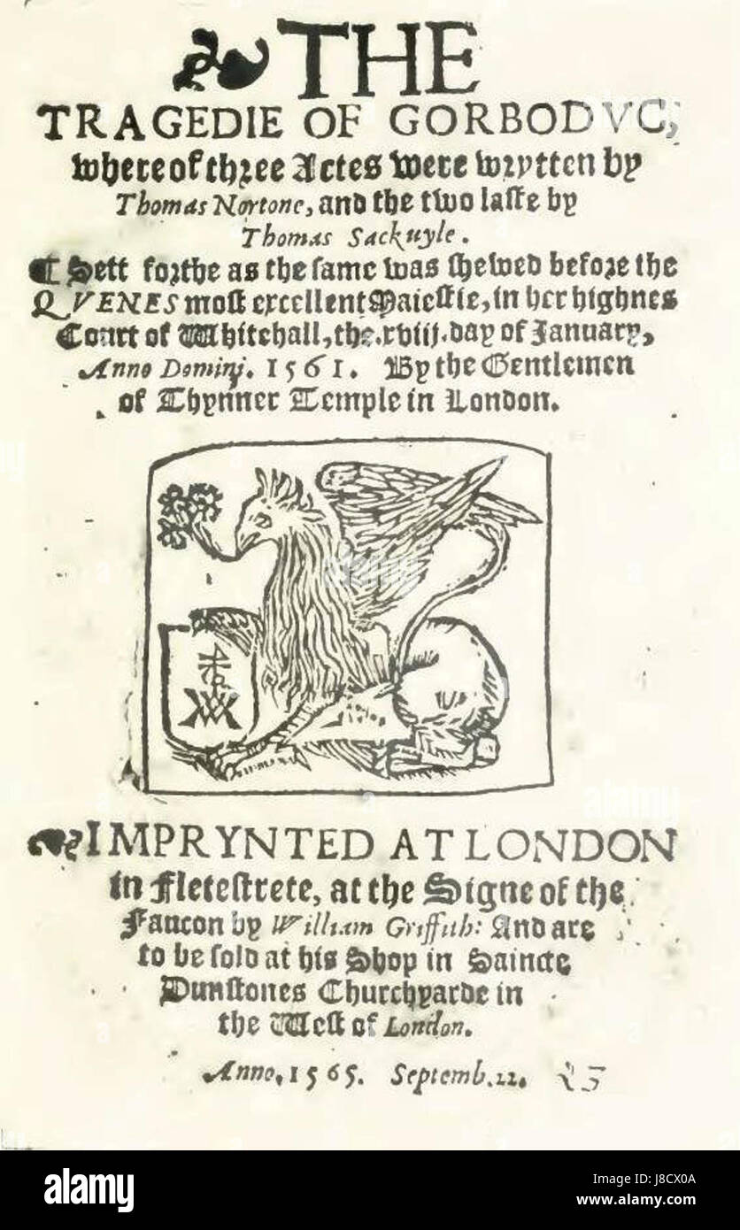 Gorboduc, first performed in 1565, is an early English tragedy written ...