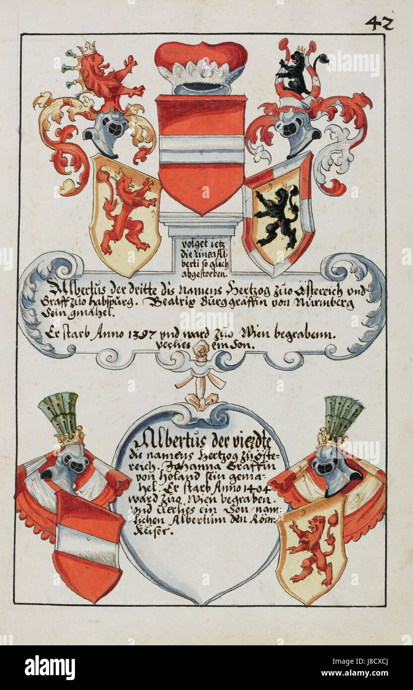 Habsburger Wappenbuch Fisch saa V4 1985 042r Stock Photo - Alamy