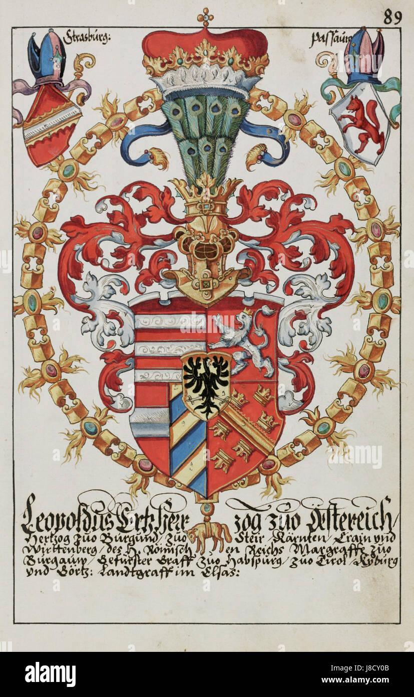 Habsburger Wappenbuch Fisch saa V4 1985 089r Stock Photo - Alamy