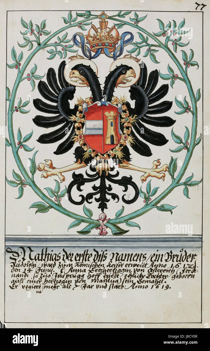 Habsburger Wappenbuch Fisch saa V4 1985 077r Stock Photo - Alamy