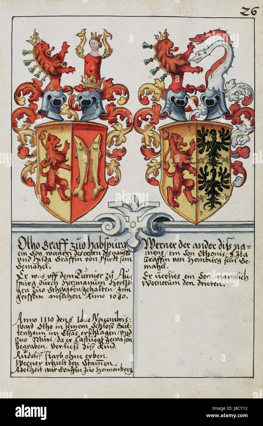 Habsburger Wappenbuch Fisch saa V4 1985 026r Stock Photo - Alamy