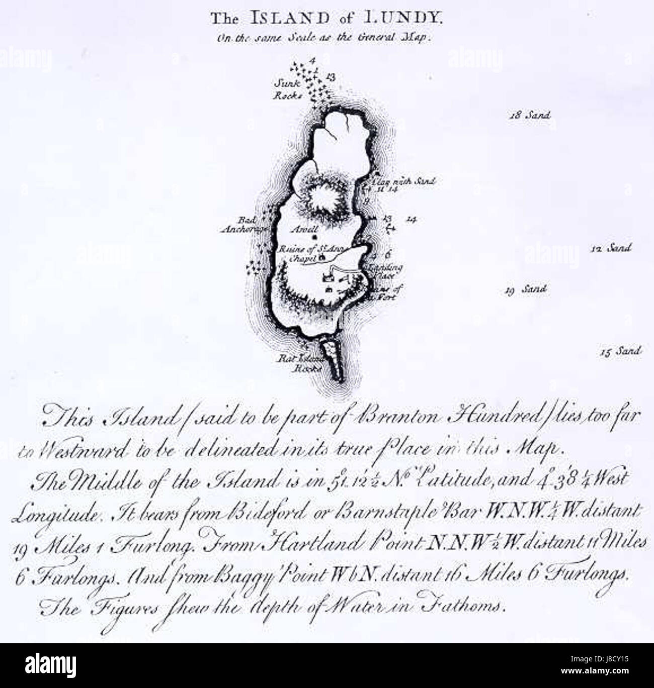The Lundy old map is a historical cartographic piece showing ...