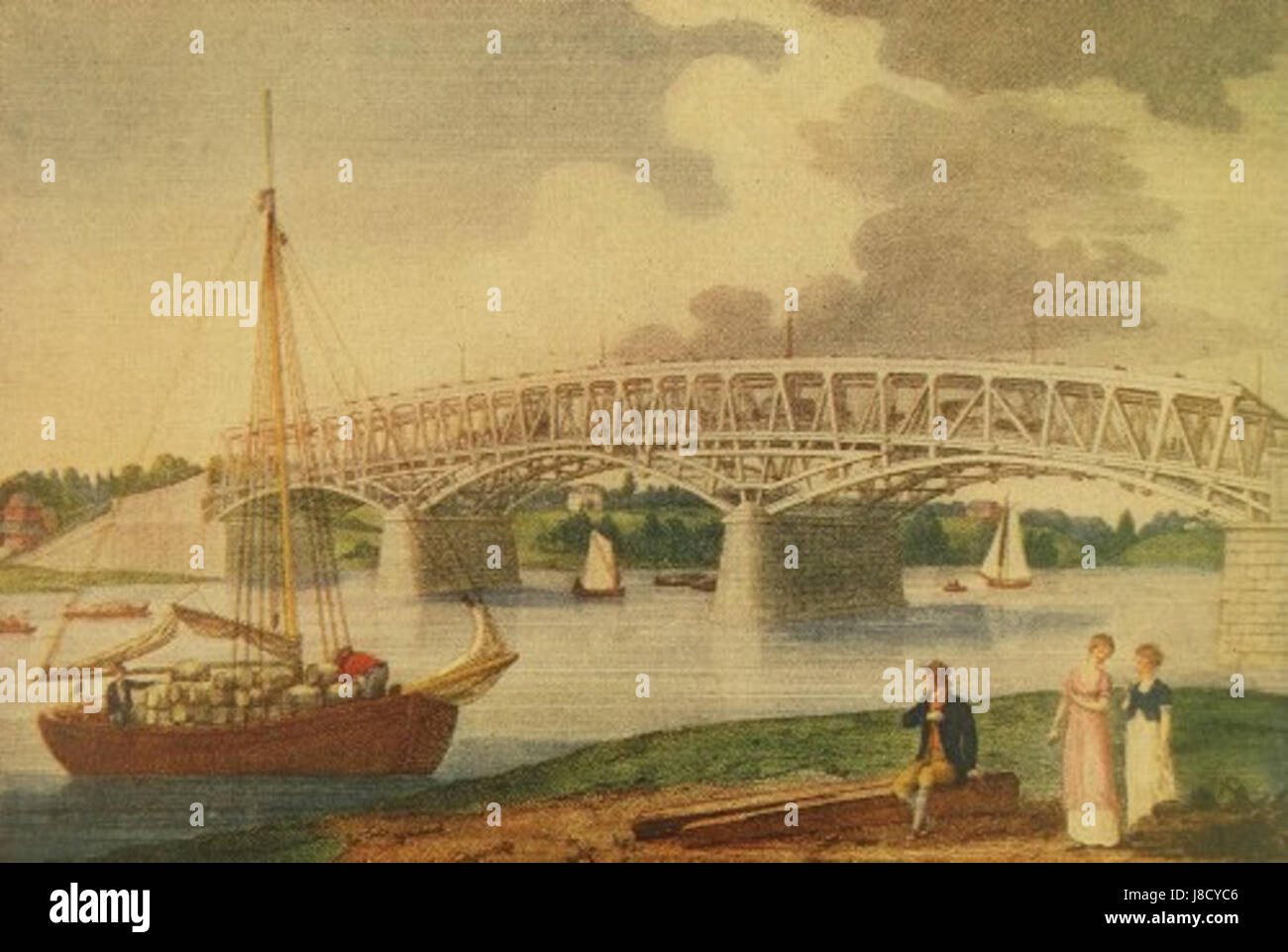 This illustration by William Birch depicts the High Street Bridge ...