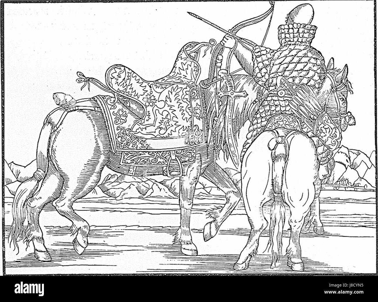 A reference to a work depicting the *Russian Vsadnik* (Cossack horseman ...