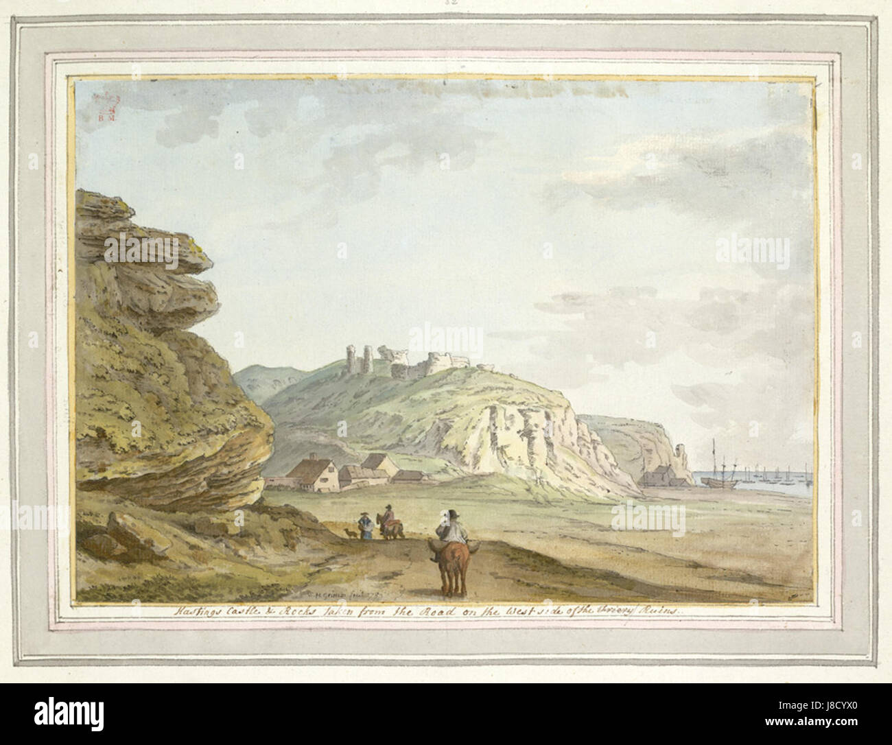 Samuel Hieronymus Grimm's 1784 depiction of Hastings Castle and its ...