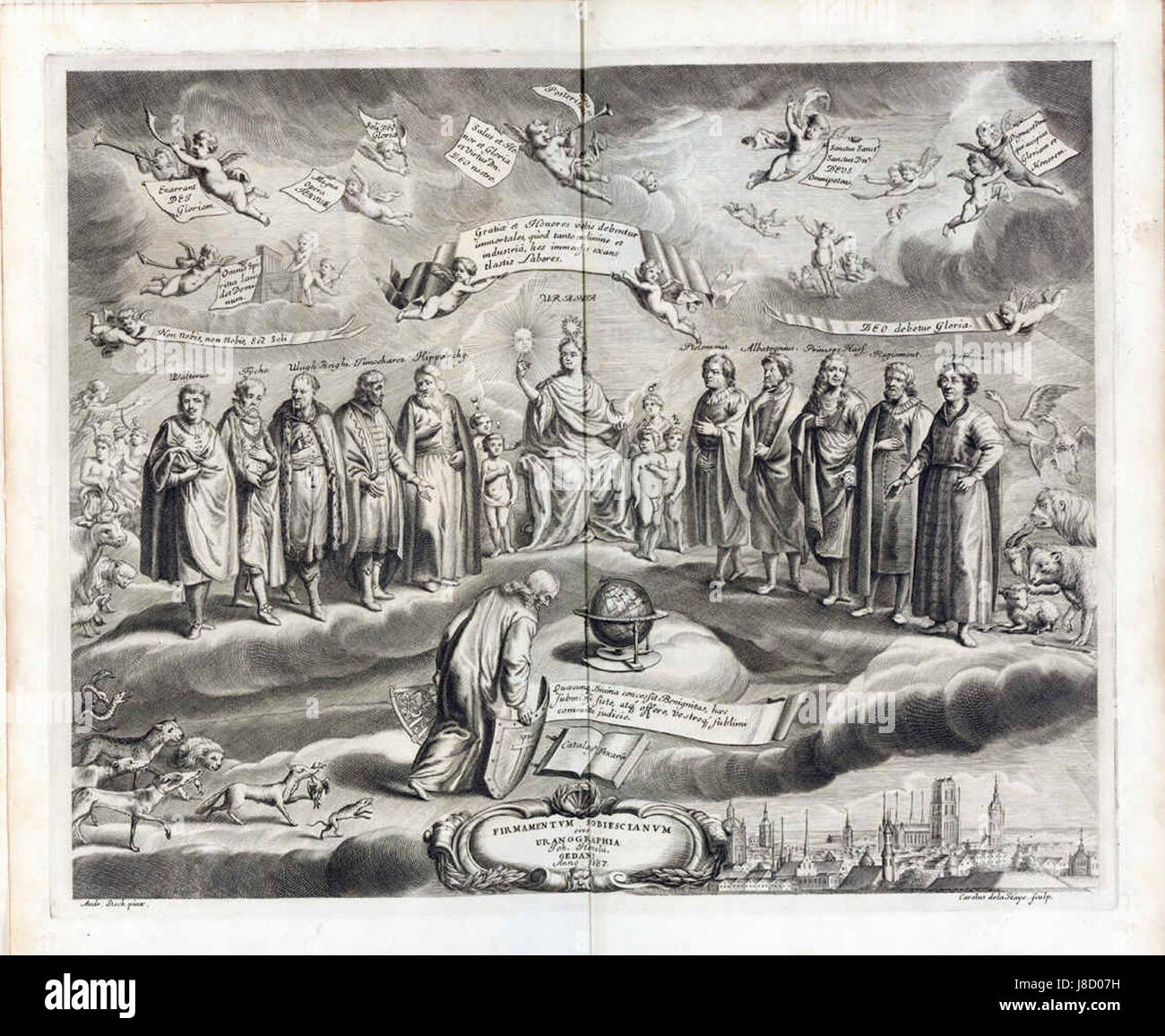 The 'Hev frontespizio uranographia' refers to the frontispiece of an ...