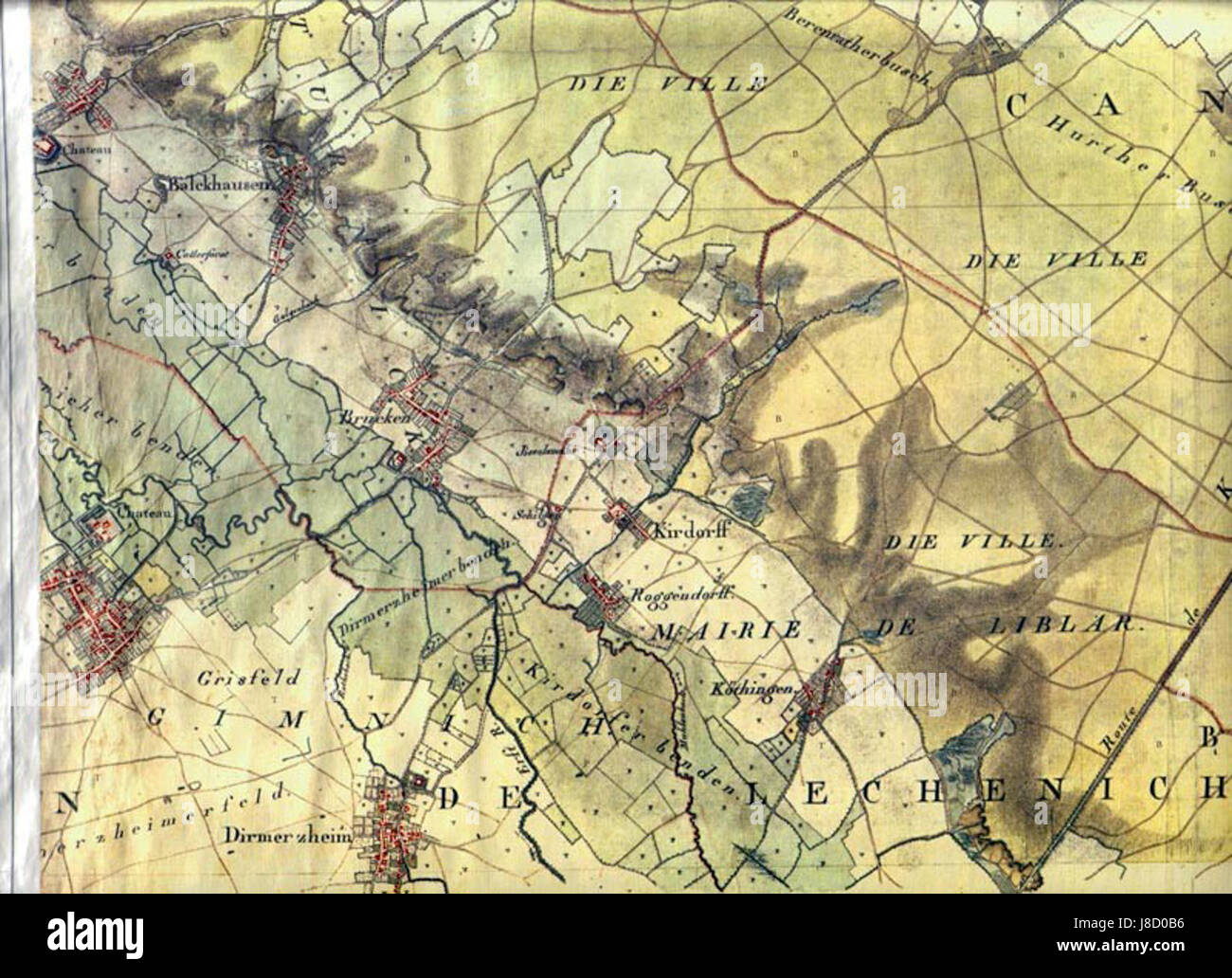 *Karte Tranchot* is a detailed map from 1807, illustrating parts of the ...