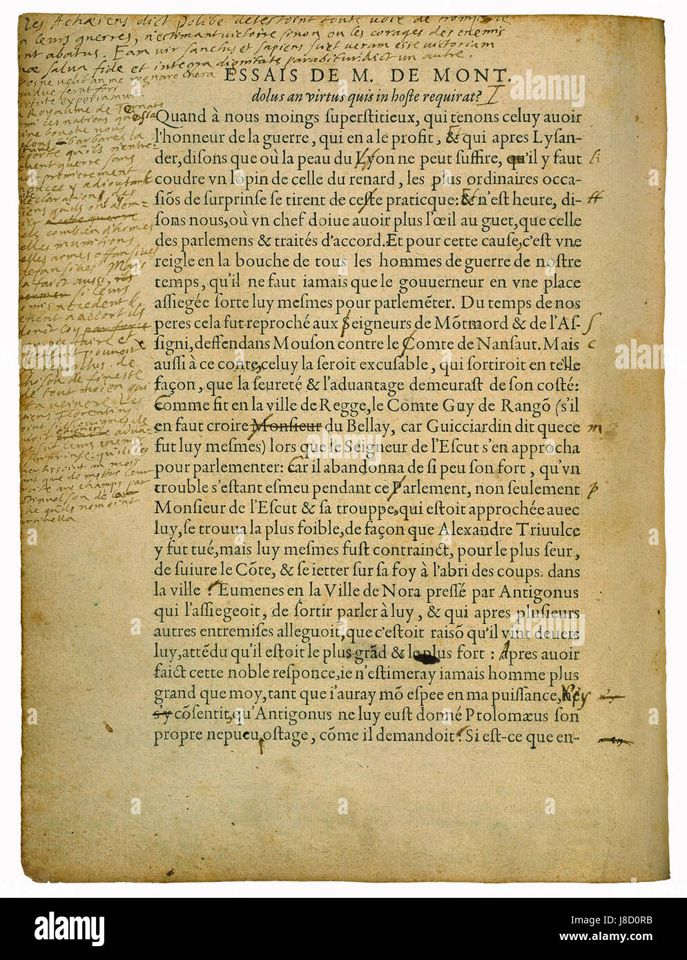 Essais Livre 1 0007v Stock Photo - Alamy