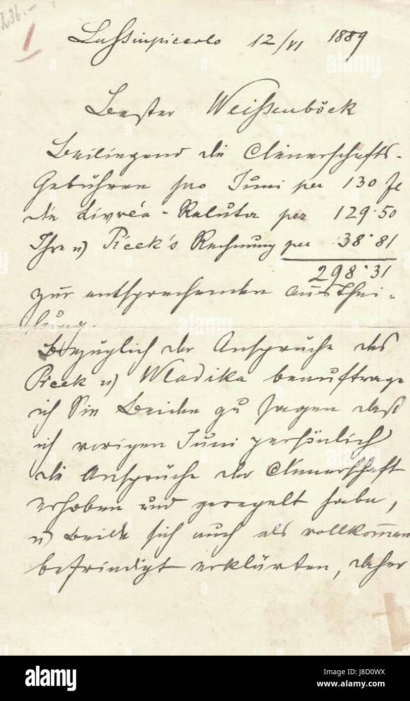 The Johann Orth Brief, dated 1889, is a historical letter written by ...