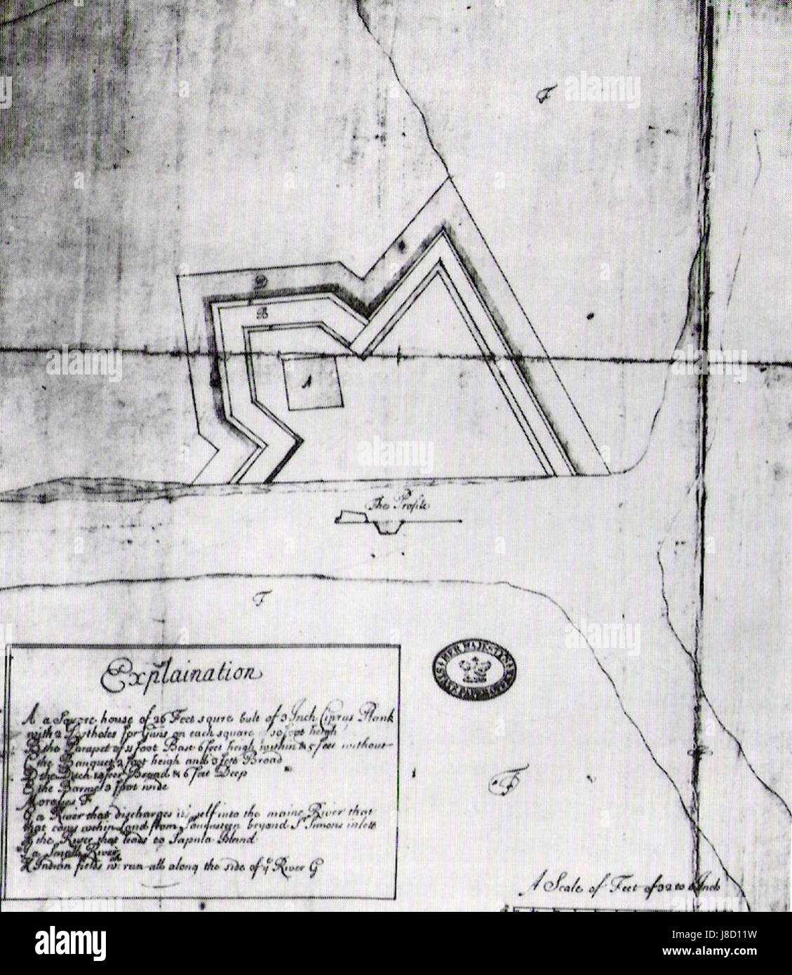 John Barnwellâ€™s fort plan from 1722 outlines the design for a ...