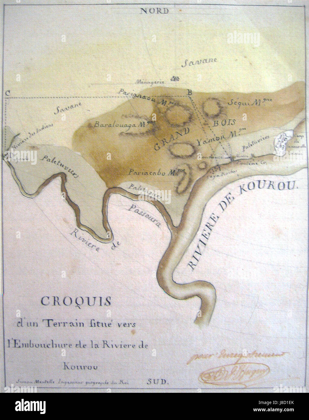 This map from 1777 depicts the Kourou region, potentially focusing on ...