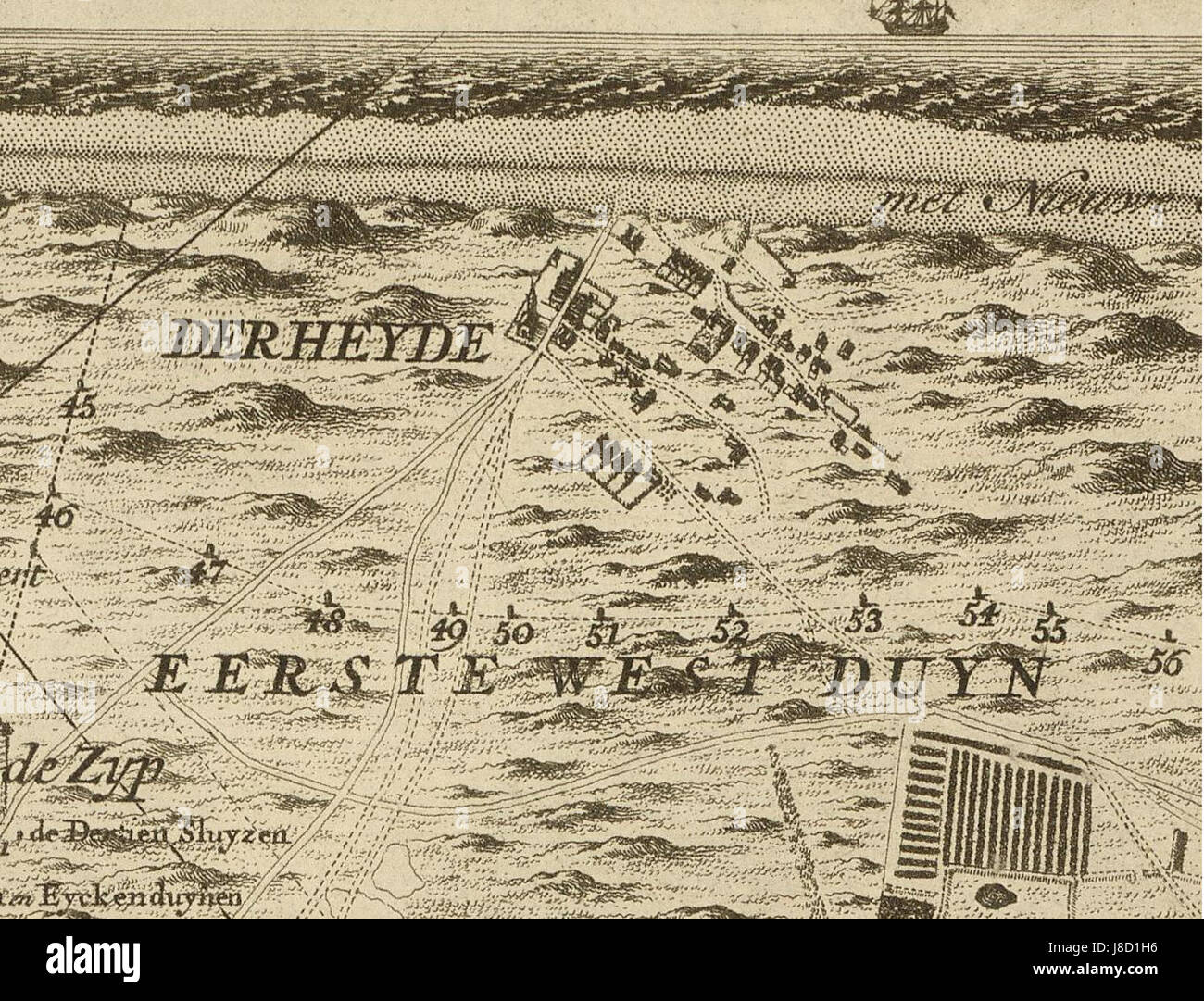 A historical map of Ter Heijde, a village in South Holland, the ...