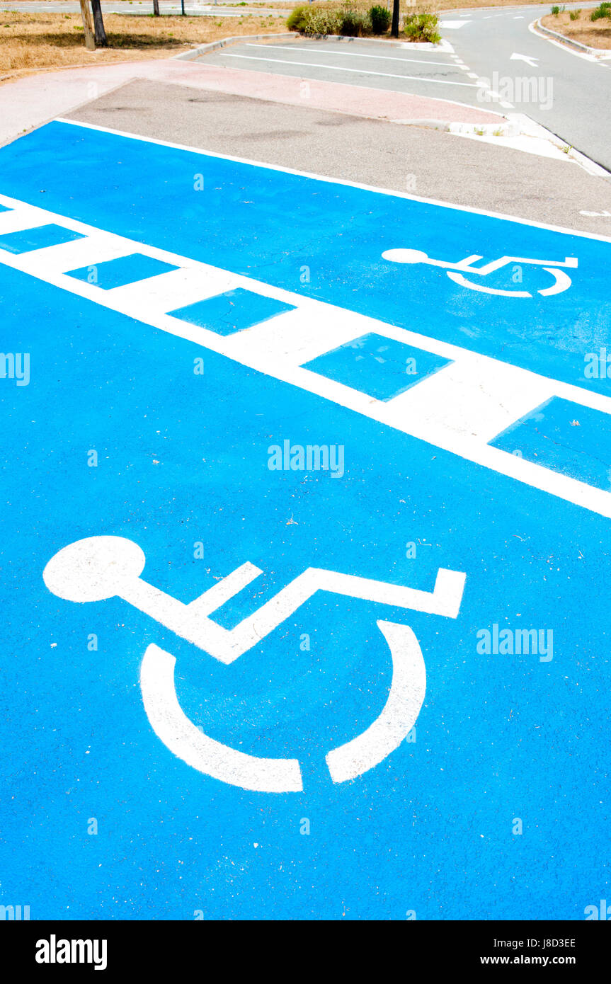 wheelchair, blue, object, objects, outside, parking, disabled ...