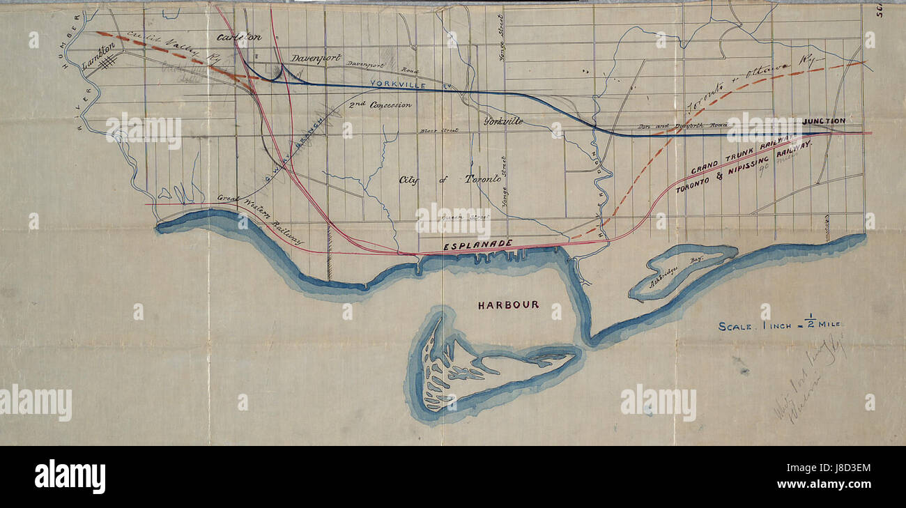 Map of Toronto, its railways, and the harbour Stock Photo - Alamy