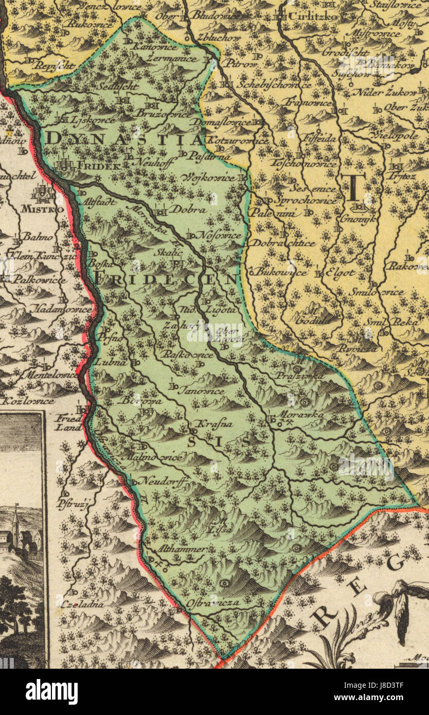This map by Mattheus Seuter illustrates the Duchy of Teschen and the ...