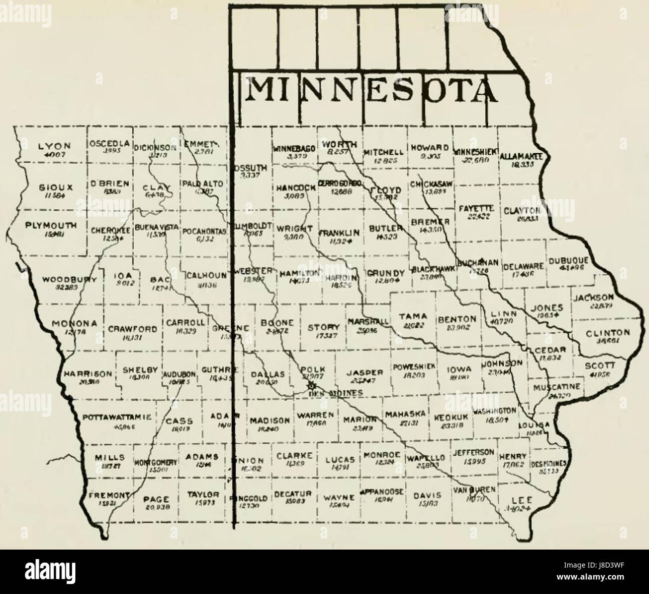 Vintage iowa map hi-res stock photography and images - Alamy