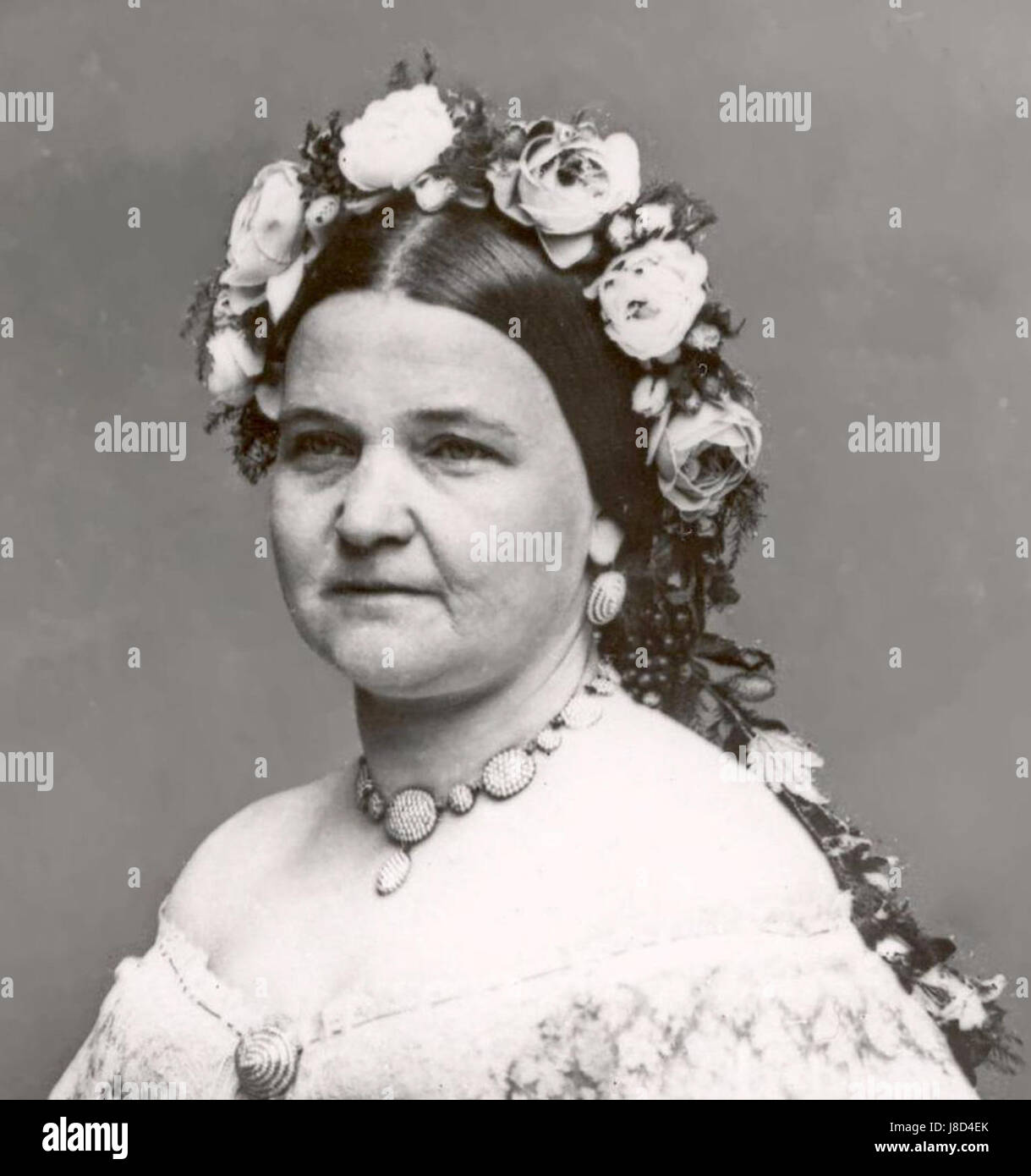 A cropped image of Mary Todd Lincoln, wife of President Abraham Lincoln ...