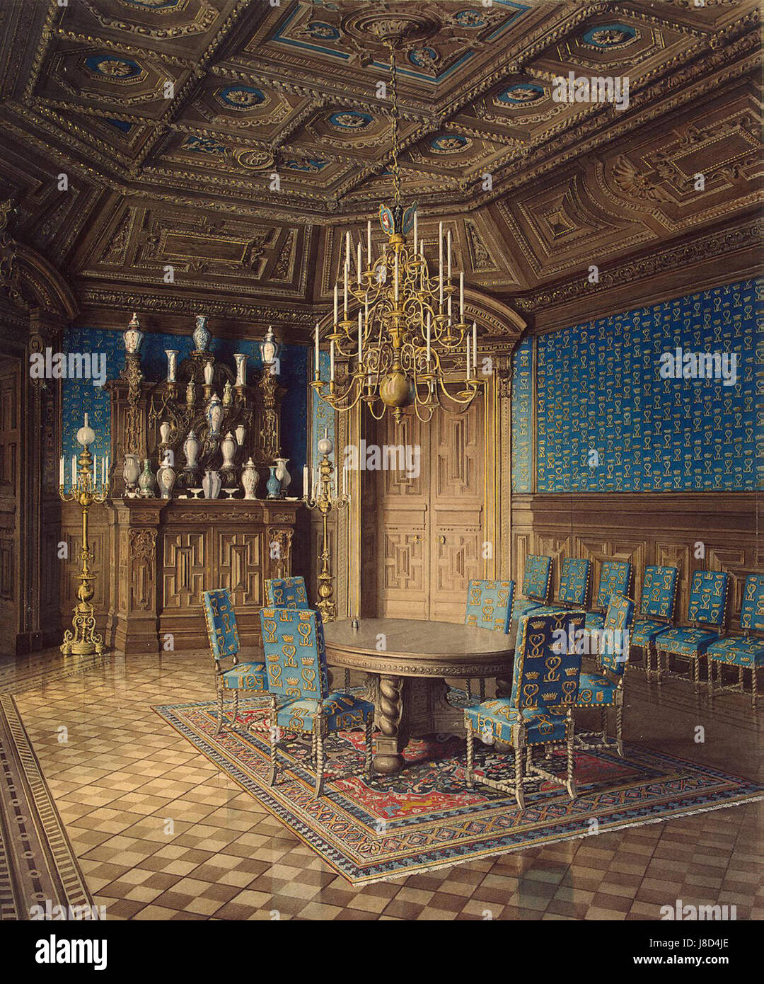 Interior view of the Palace of Count P.S. Stroganov's dining room ...