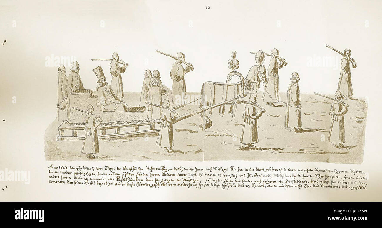 This refers to a historical scene or event where Tsar Meyerberg rides ...