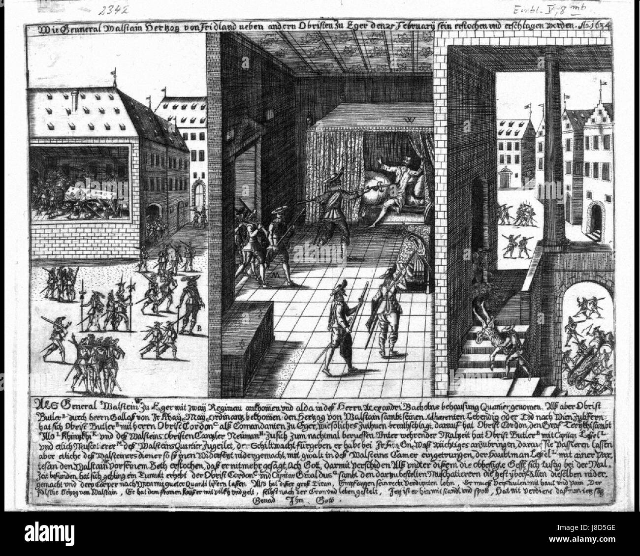 A pamphlet detailing the assassination of Albrecht von Wallenstein, the ...