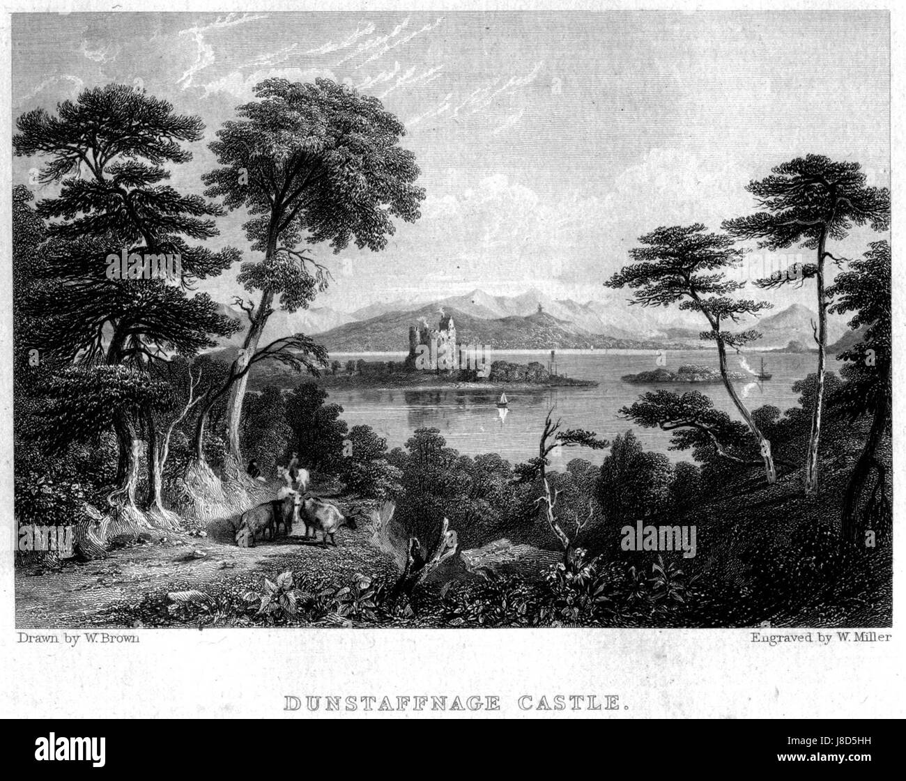 Dunstaffnage Castle engraving by William Miller after W Brown Stock ...