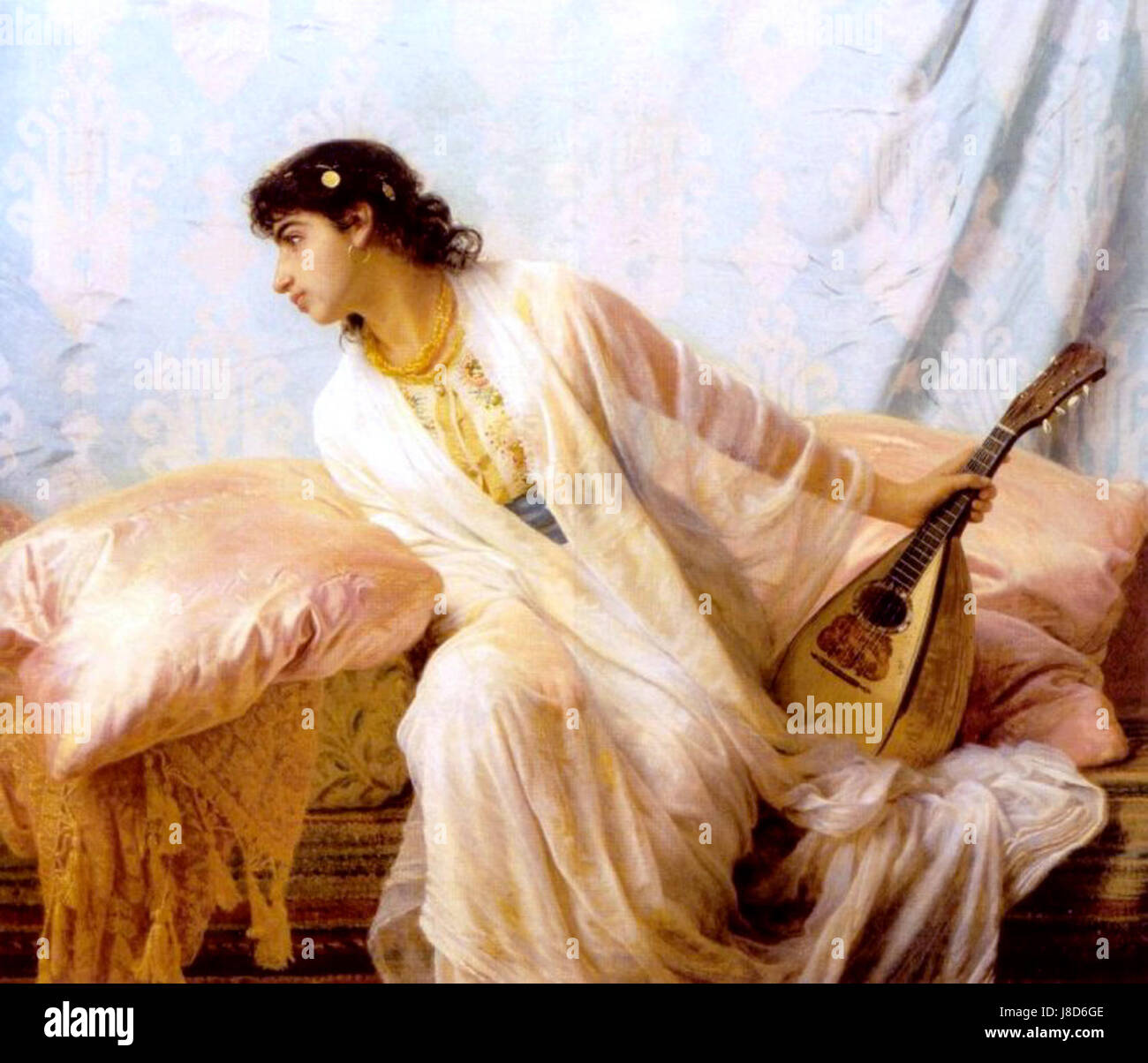This painting by Edwin Longsden Long depicts a scene where music ...