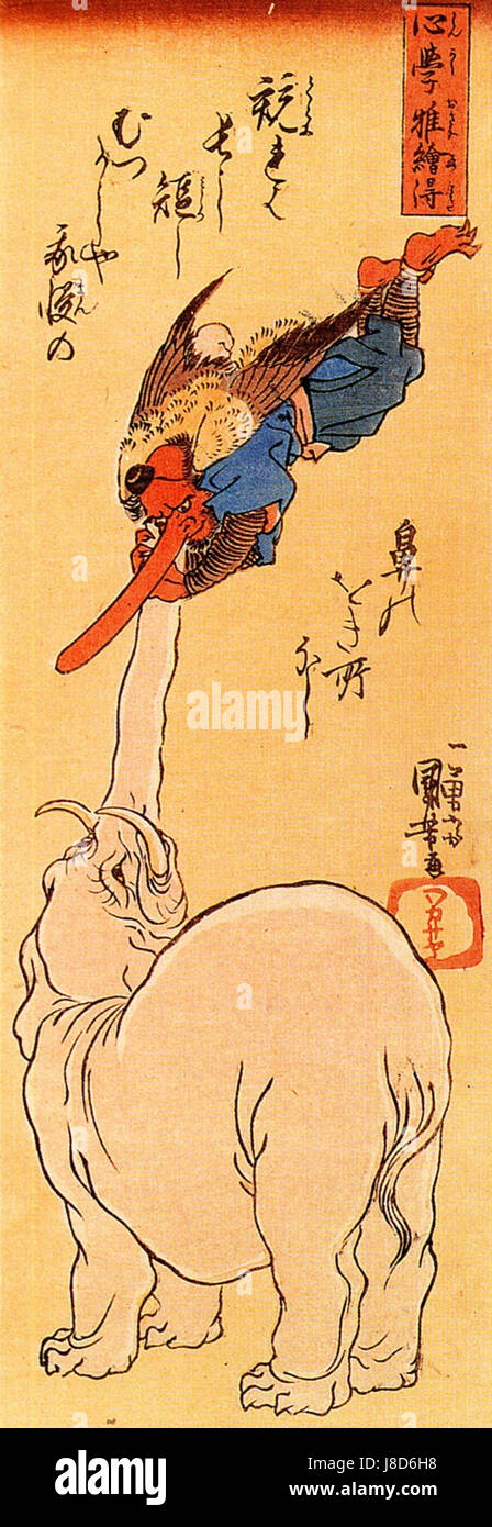 Elephant catching a flying tengu Stock Photo - Alamy