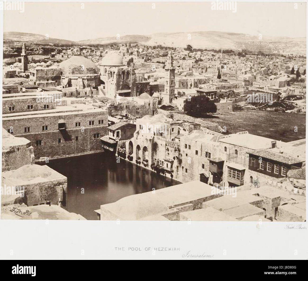Photograph by Francis Frith of the Pool of Hezekiah in Jerusalem, taken ...