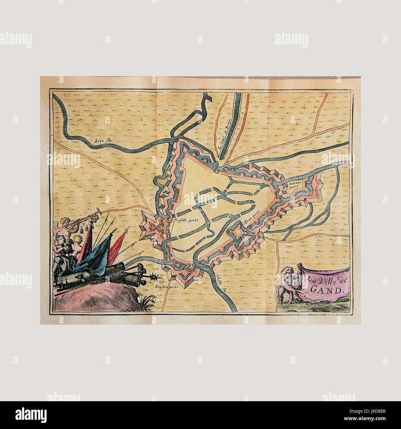 Gand gent belgium antique city plan by harrewijn 1720 Stock Photo - Alamy