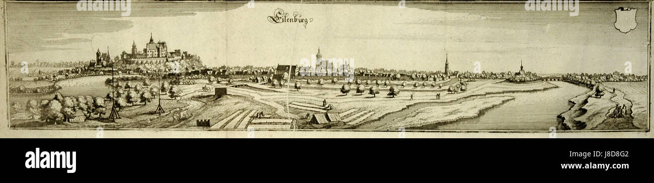Eilenburg, a town in Saxony, Germany, as depicted around 1650. This ...