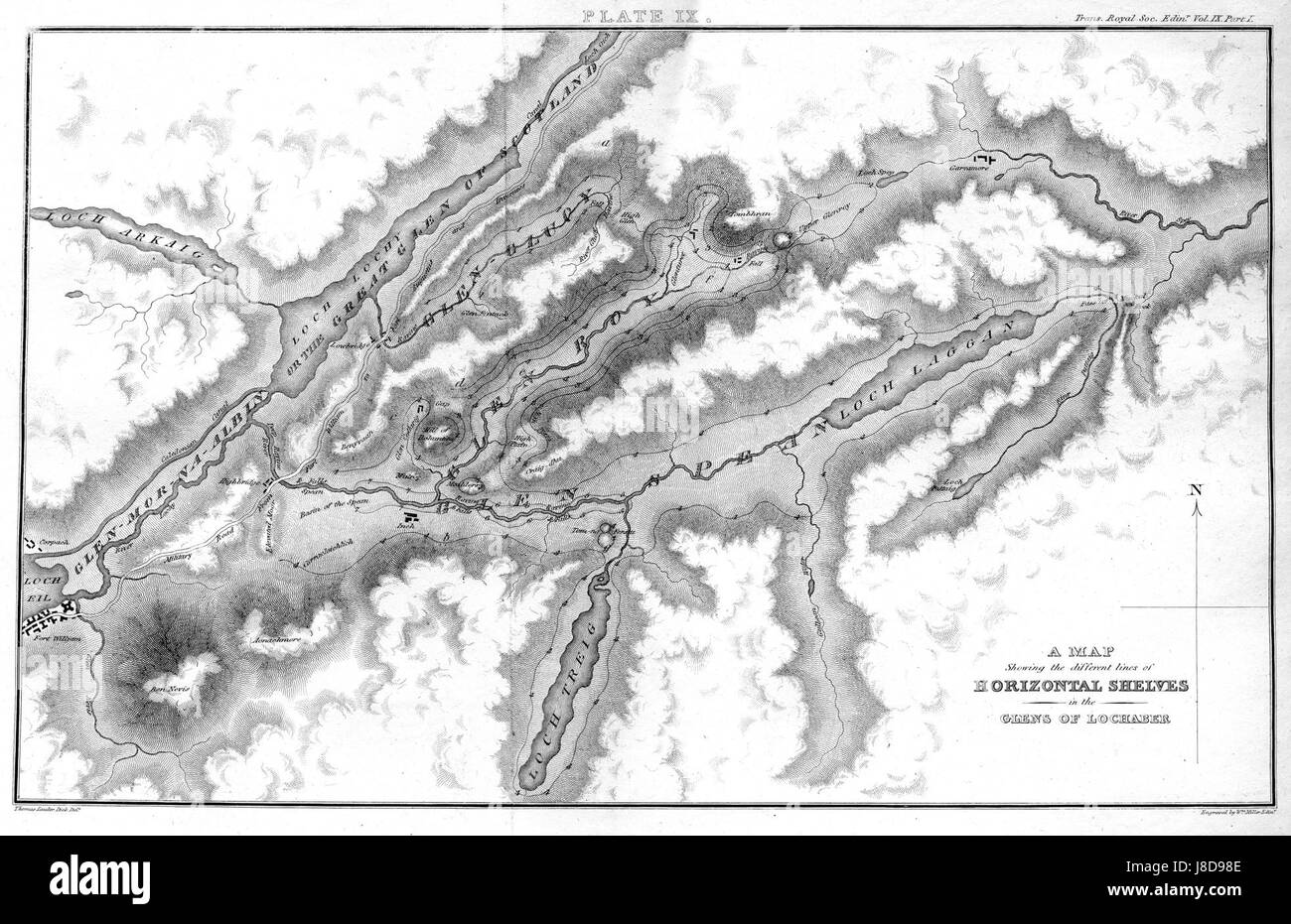 Map of Shelves in the Glens of Lochaber engraving by William Miller ...